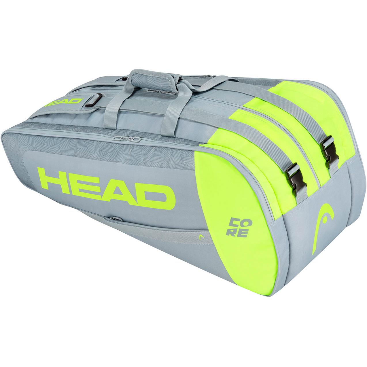 HEAD CORE 9R Supercombi Racket Bag Grey/Neon Yellow - Smash Racket Pro